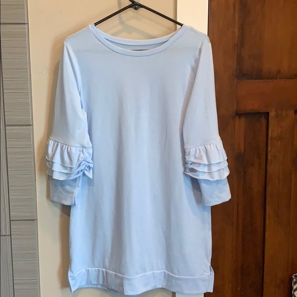 Dresses | Powder Blue Tshirt Dress With Ruffle Sleeves | Poshmark